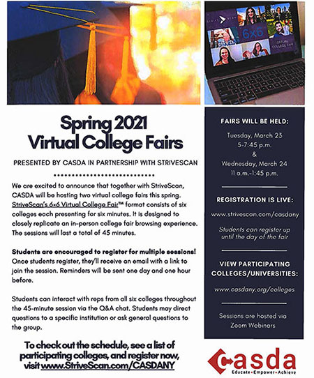 Spring 2021 Virtual College Fairs - Watervliet City School District
